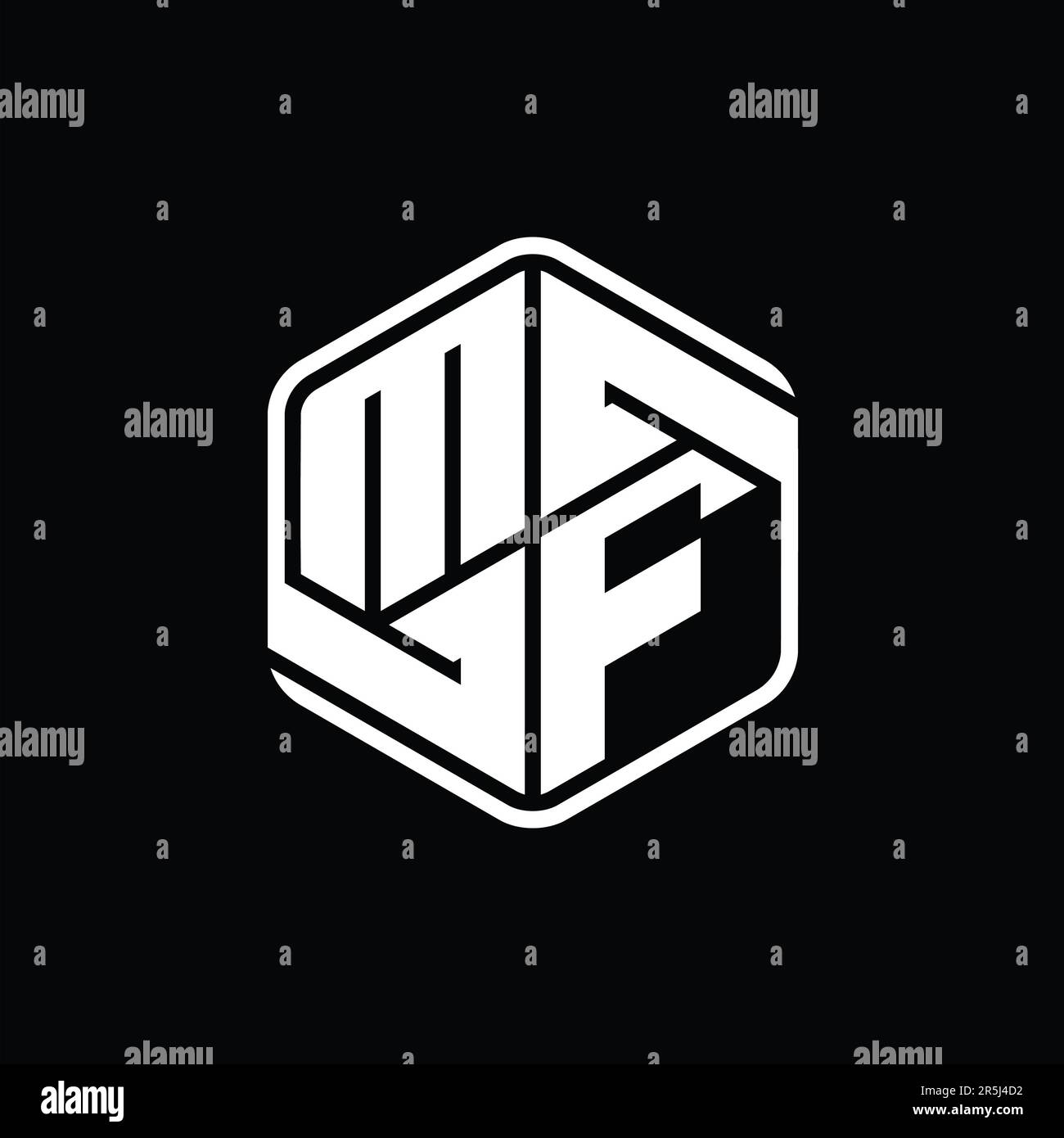 MF Letter Logo monogram hexagon shape with ornament abstract isolated ...
