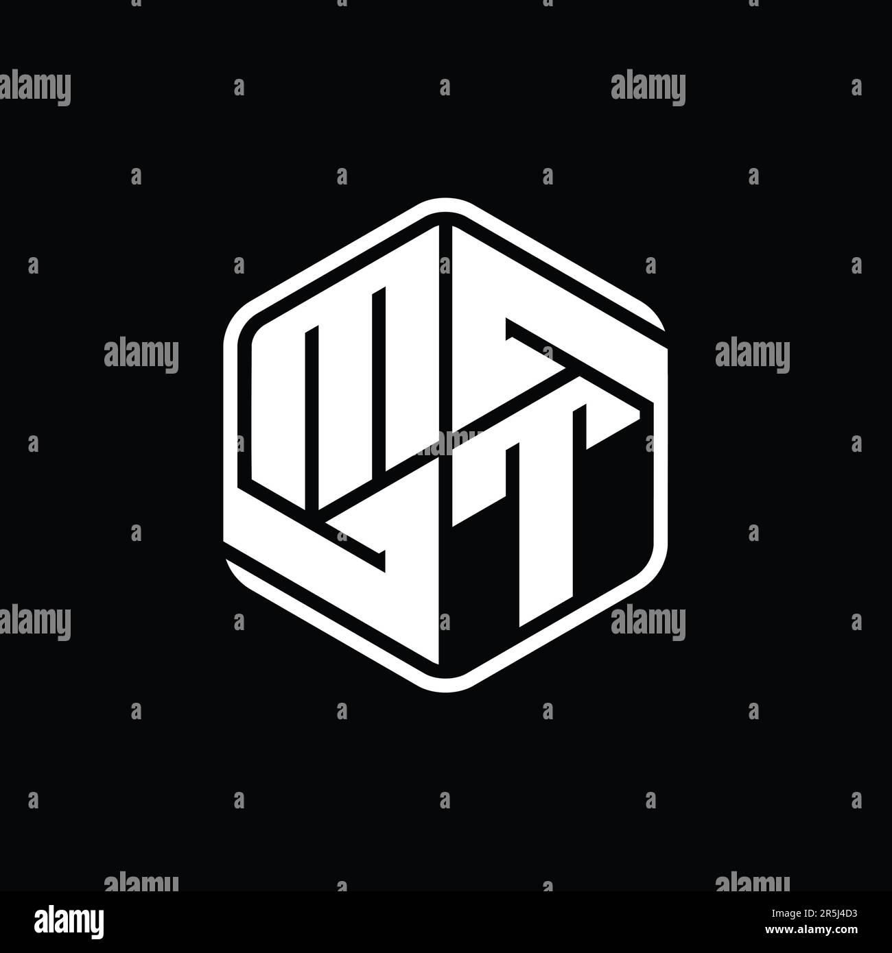 MT Letter Logo monogram hexagon shape with ornament abstract isolated ...
