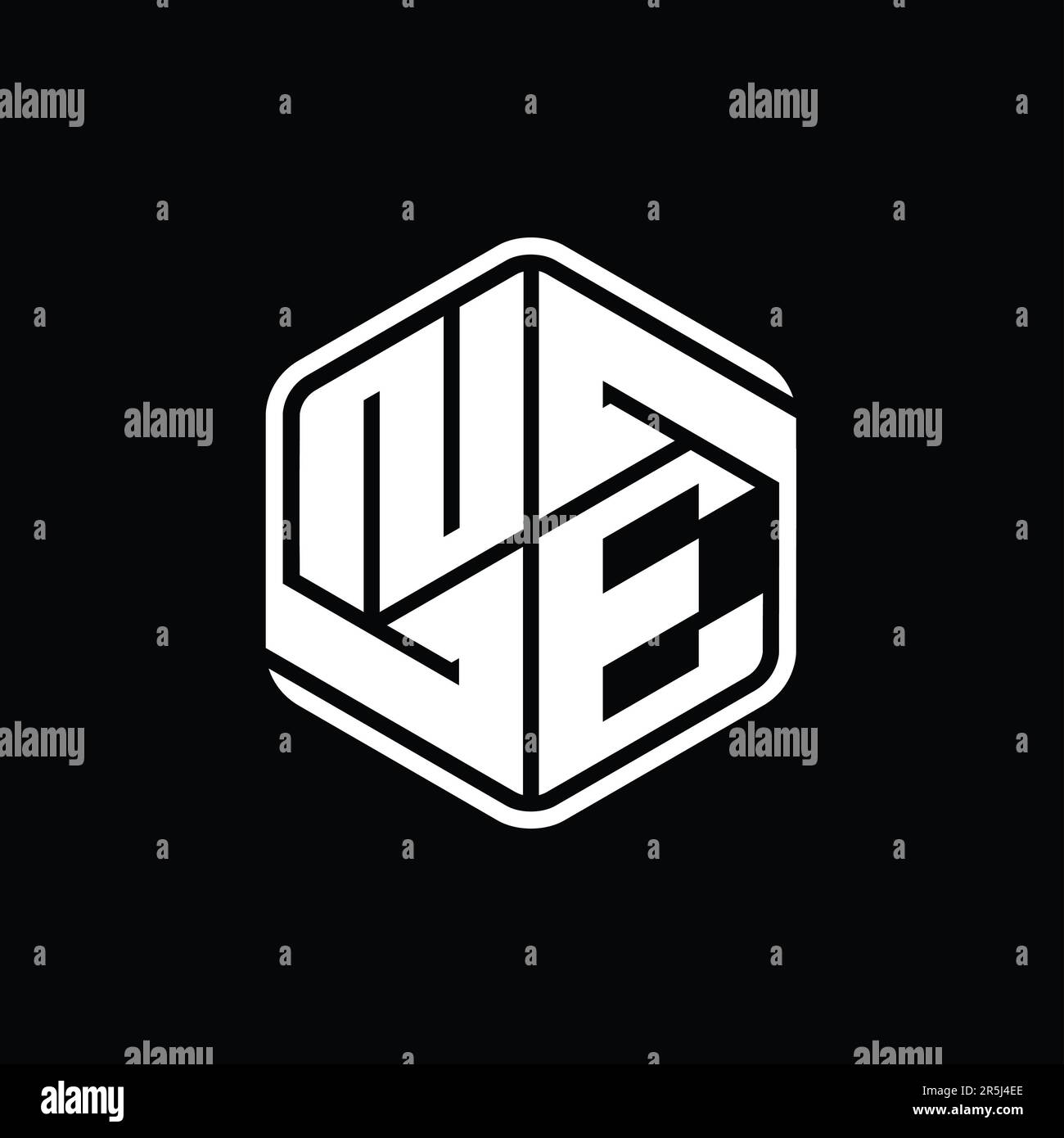 NE Letter Logo monogram hexagon shape with ornament abstract isolated ...