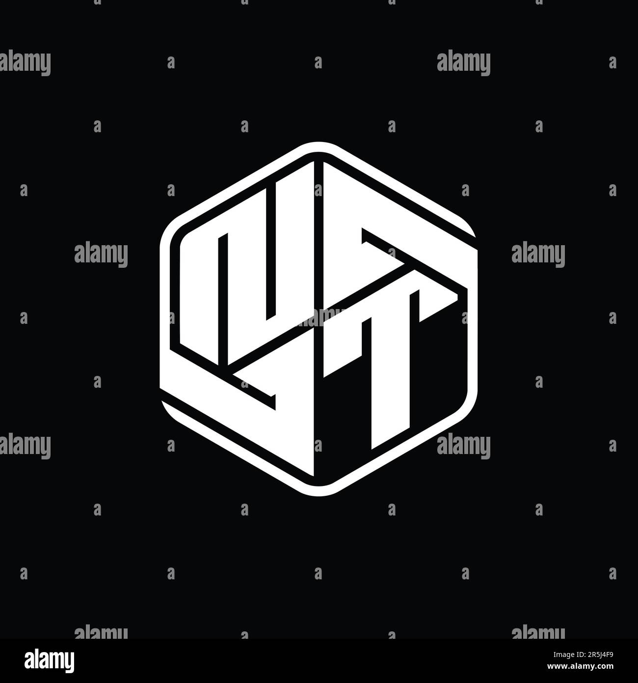 NT Letter Logo monogram hexagon shape with ornament abstract isolated ...