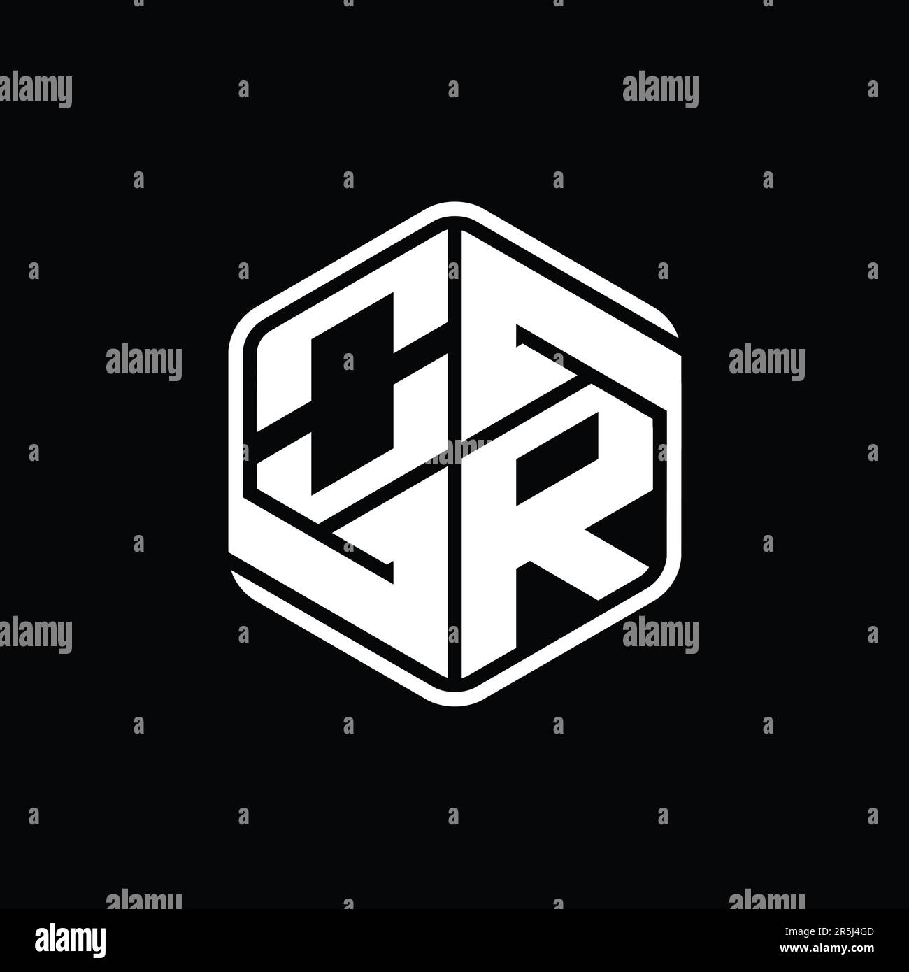 OR Letter Logo monogram hexagon shape with ornament abstract isolated outline design template ...