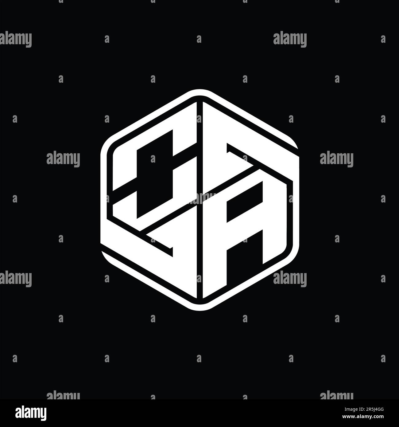 OA Letter Logo monogram hexagon shape with ornament abstract isolated ...