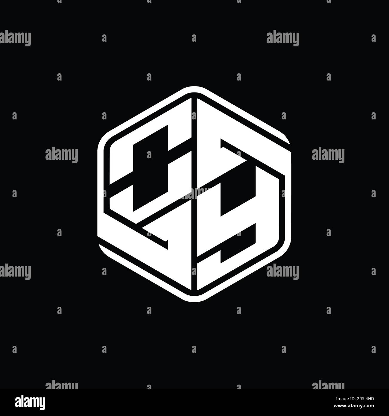 OY Letter Logo monogram hexagon shape with ornament abstract isolated outline design template ...