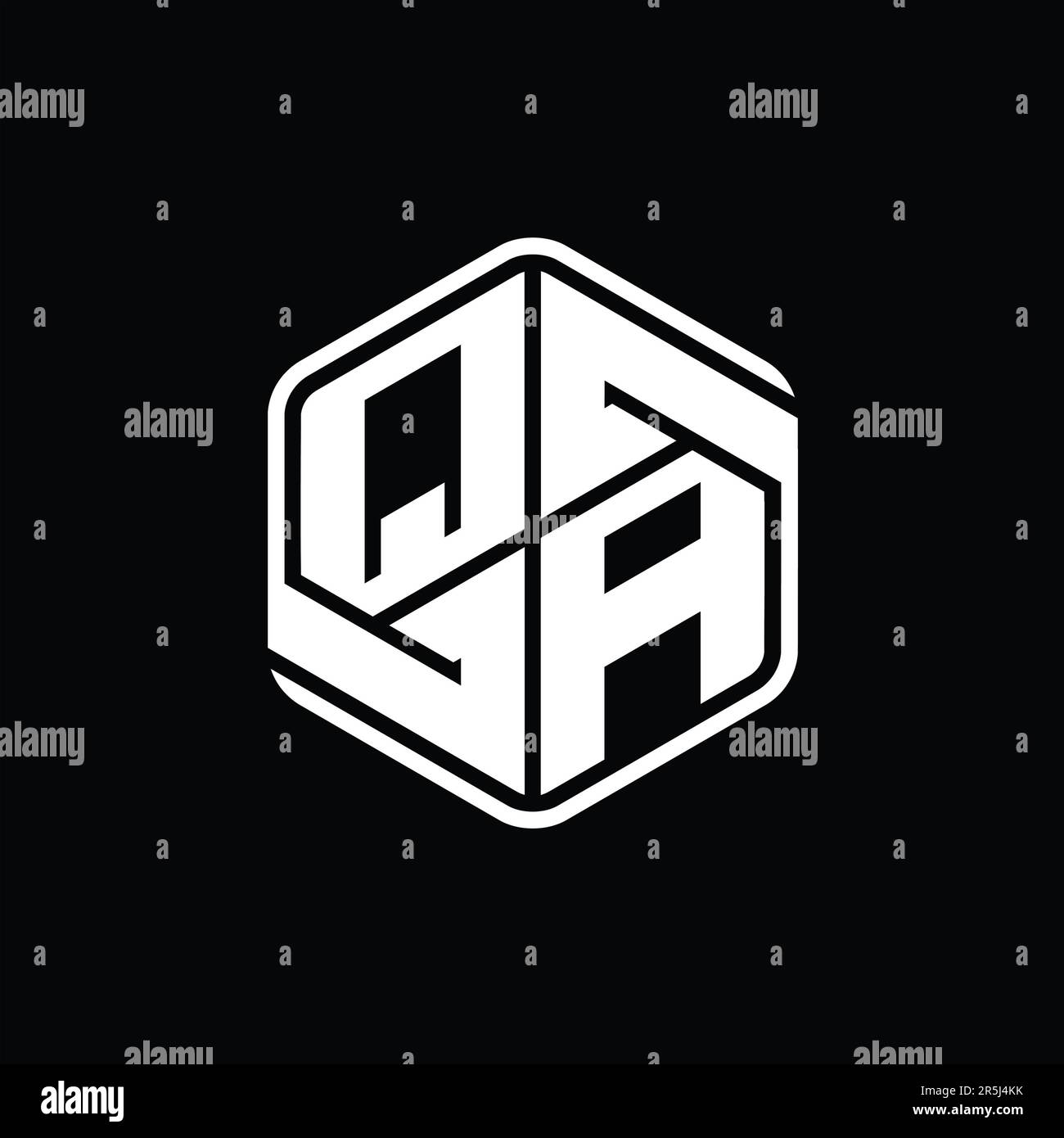 QA Letter Logo monogram hexagon shape with ornament abstract isolated outline design template ...