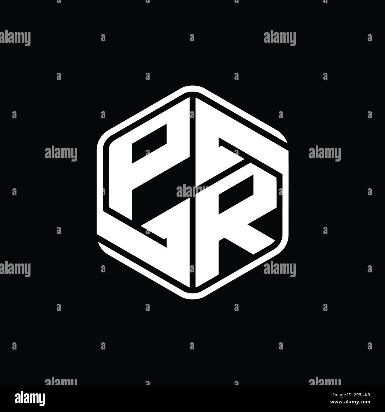 PR Letter Logo monogram hexagon shape with ornament abstract isolated ...