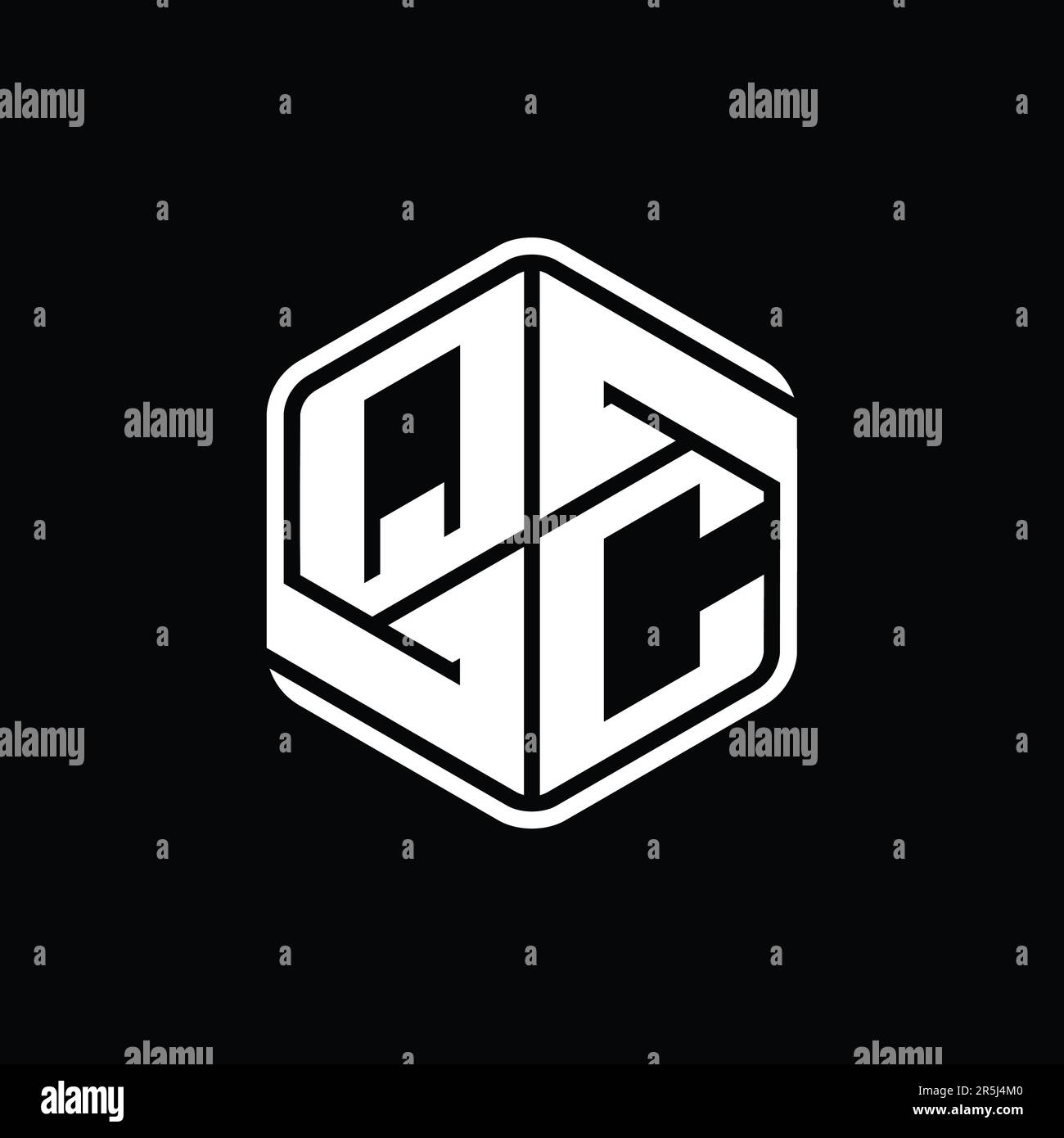 QC Letter Logo monogram hexagon shape with ornament abstract isolated ...