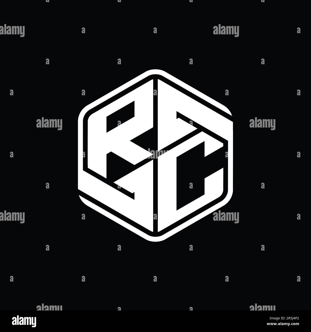 RC Letter Logo monogram hexagon shape with ornament abstract isolated ...