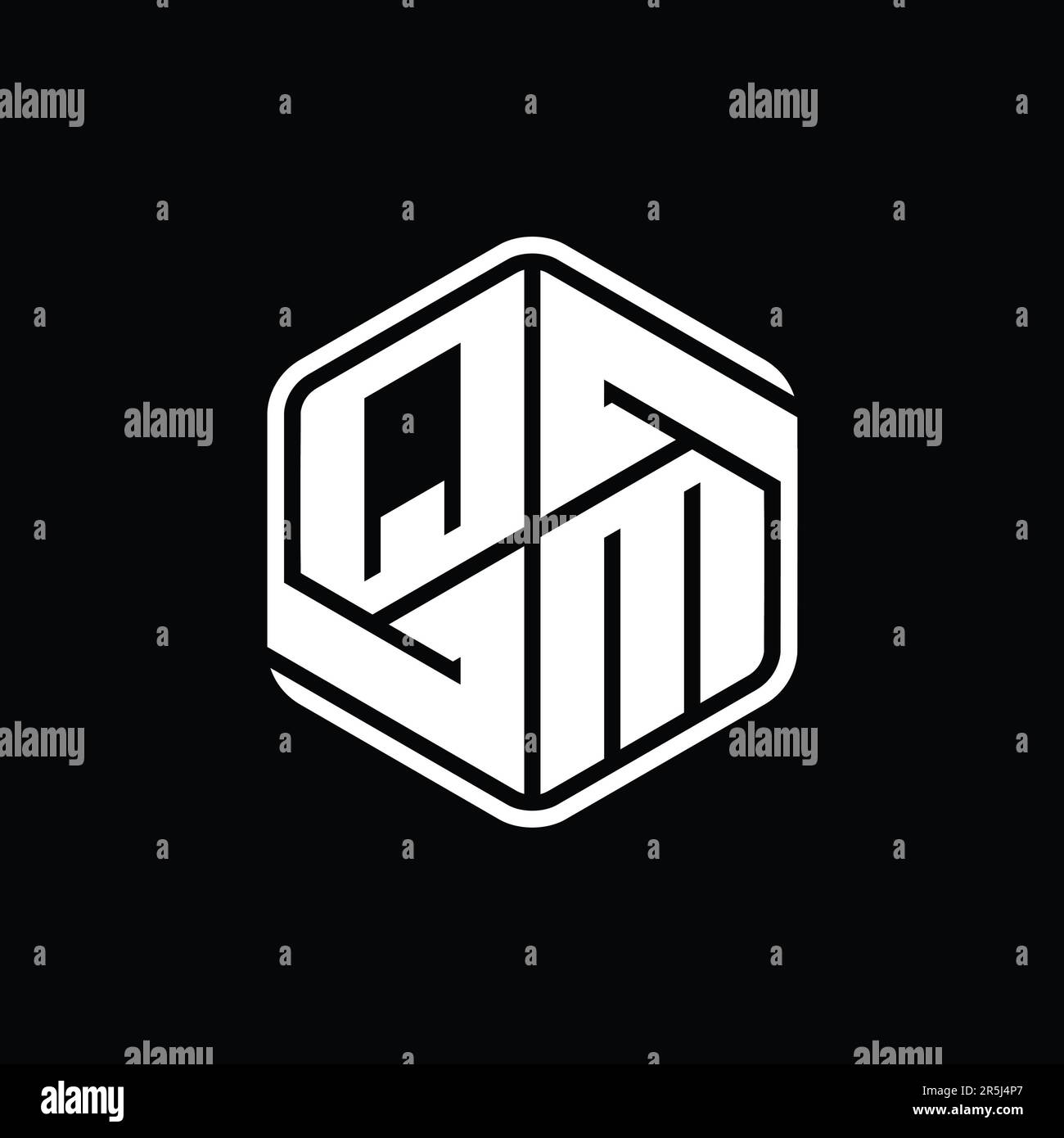 QM Letter Logo monogram hexagon shape with ornament abstract isolated ...