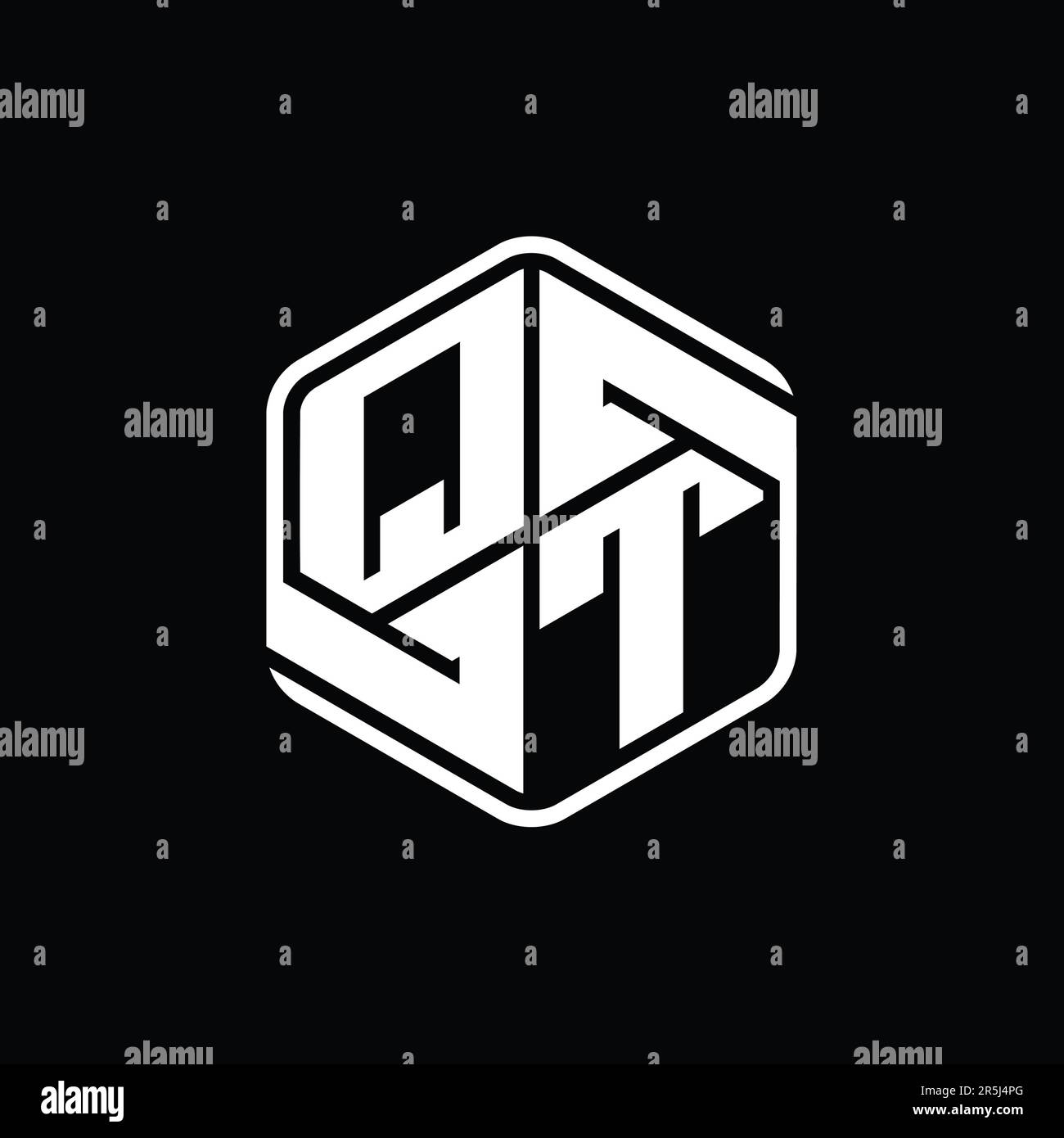 QT Letter Logo monogram hexagon shape with ornament abstract isolated ... QT Letter Logo monogram hexagon shape with ornament abstract isolated ...