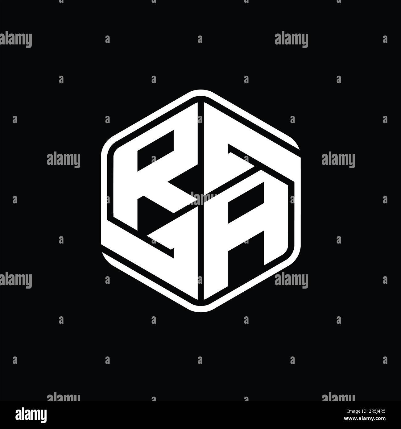 RA Letter Logo monogram hexagon shape with ornament abstract isolated ...