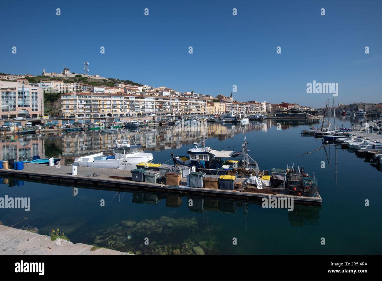 Sete, France. 27th May, 2023. General view of the Port of Sete with a ...