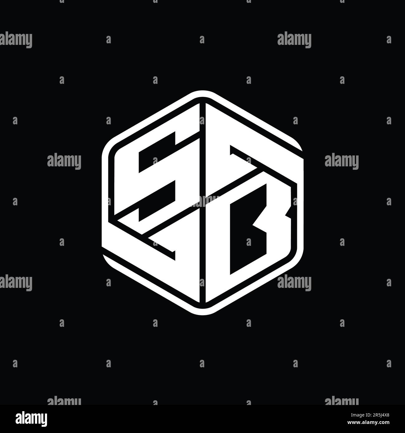 SB Letter Logo monogram hexagon shape with ornament abstract isolated ...