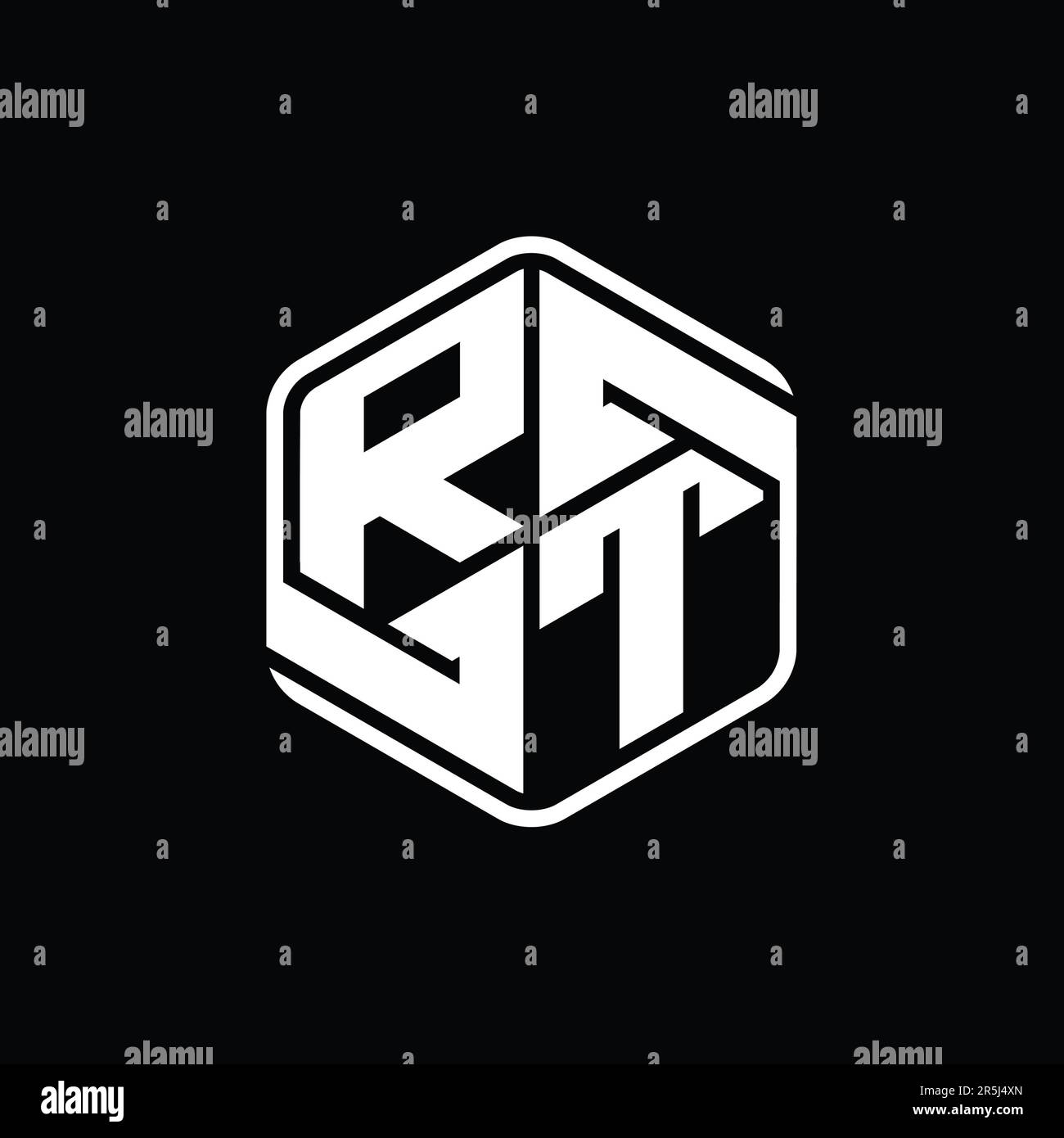 RT Letter Logo monogram hexagon shape with ornament abstract isolated ...