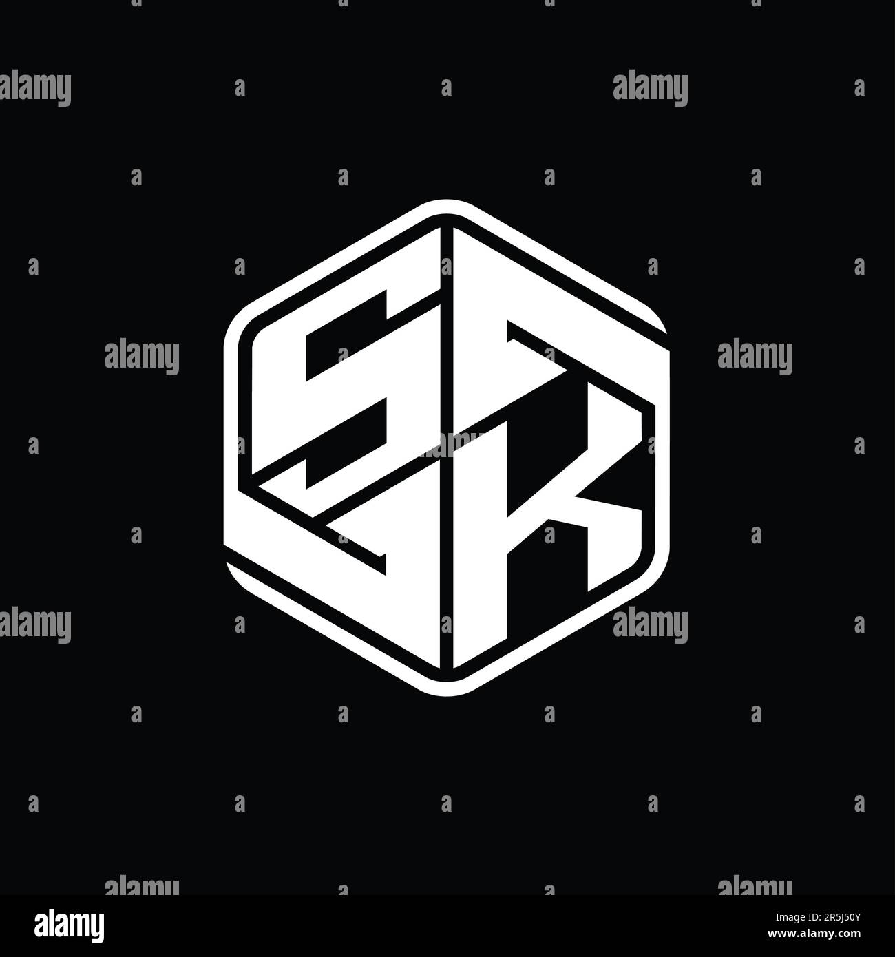 SK Letter Logo monogram hexagon shape with ornament abstract isolated ...