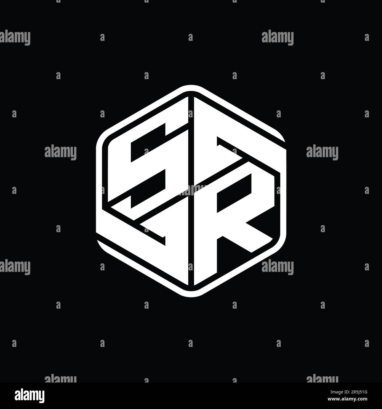 SR Letter Logo monogram hexagon shape with ornament abstract isolated ...