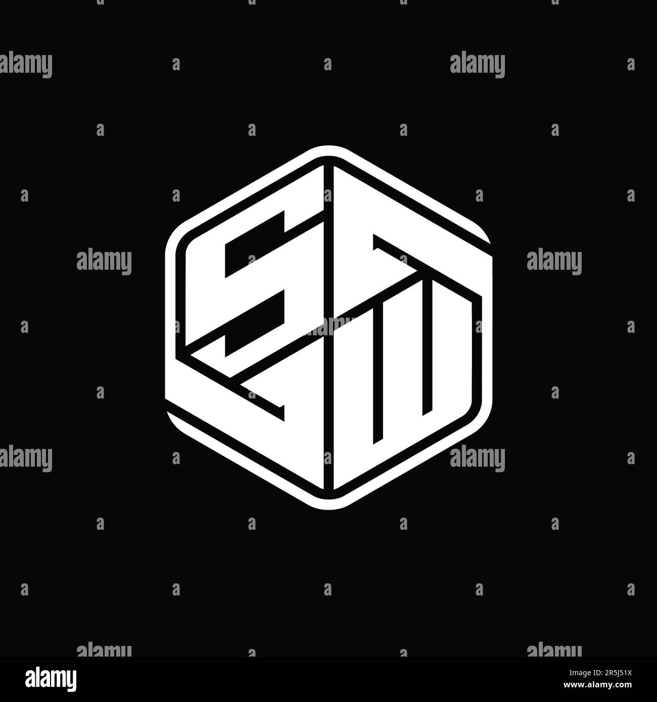SW Letter Logo monogram hexagon shape with ornament abstract isolated outline design template ...
