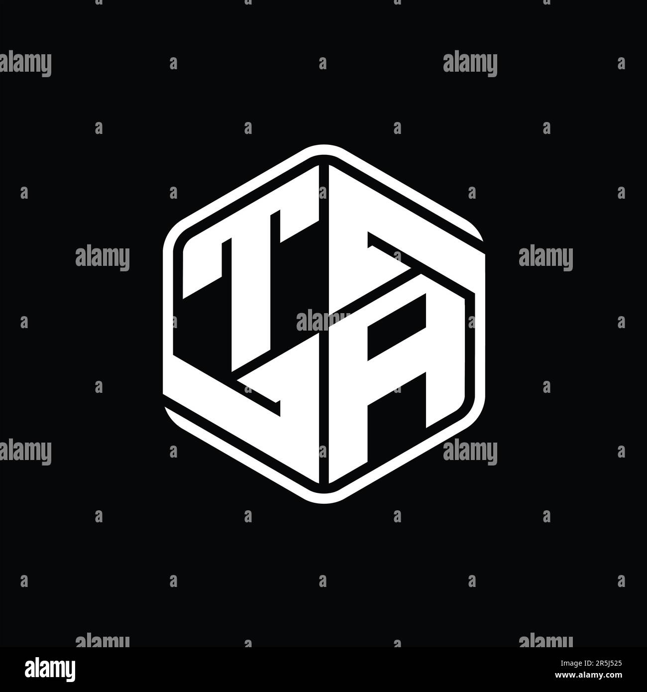 TA Letter Logo monogram hexagon shape with ornament abstract isolated ...