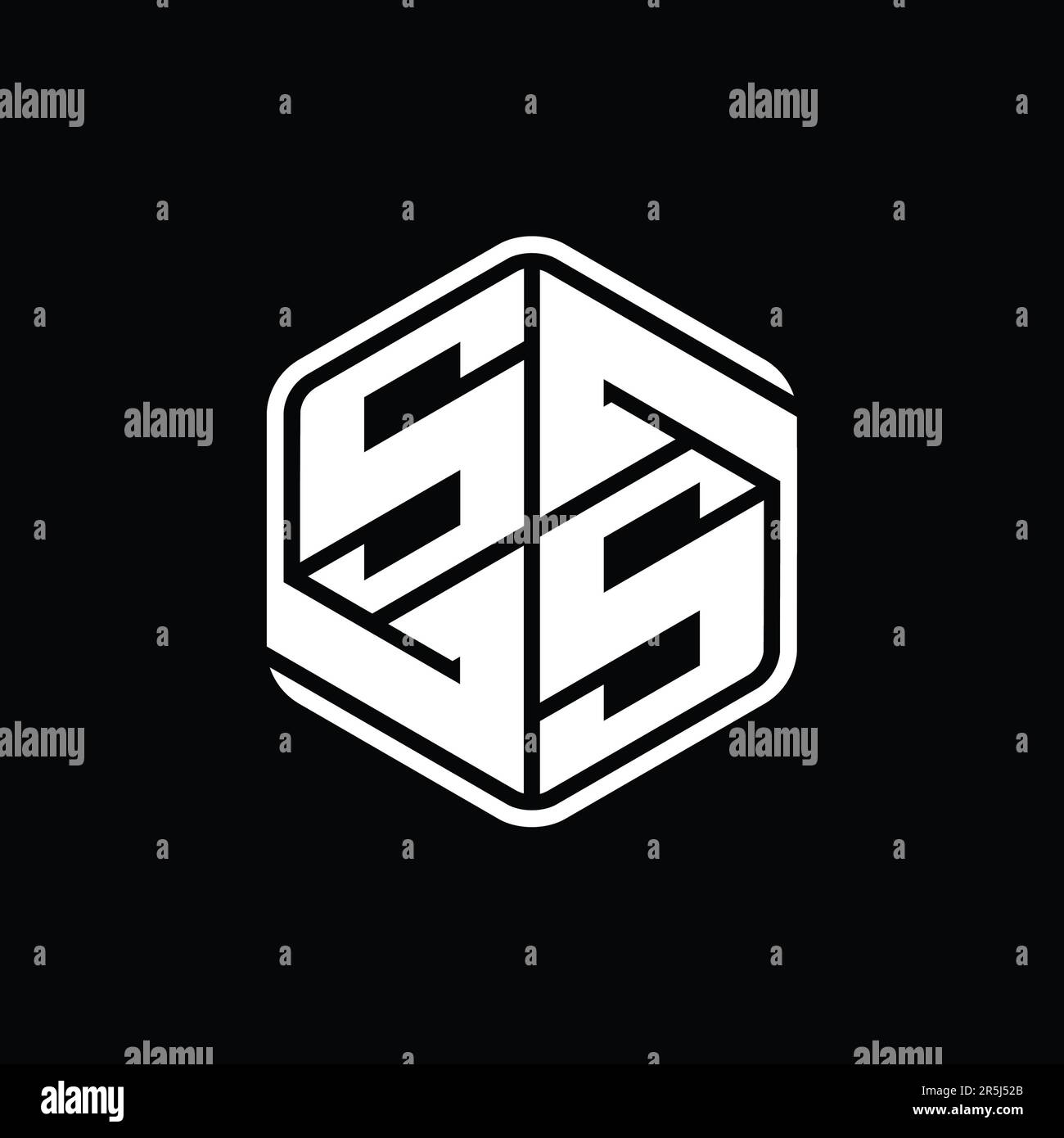 SS Letter Logo monogram hexagon shape with ornament abstract isolated ...
