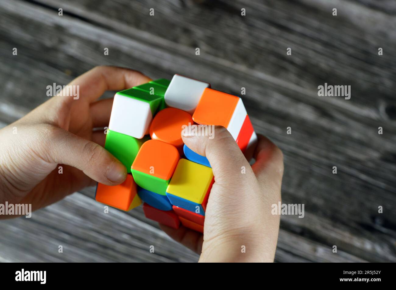 Cairo, Egypt, May 26 2023: Solving the Rubik's Cube by a child ...