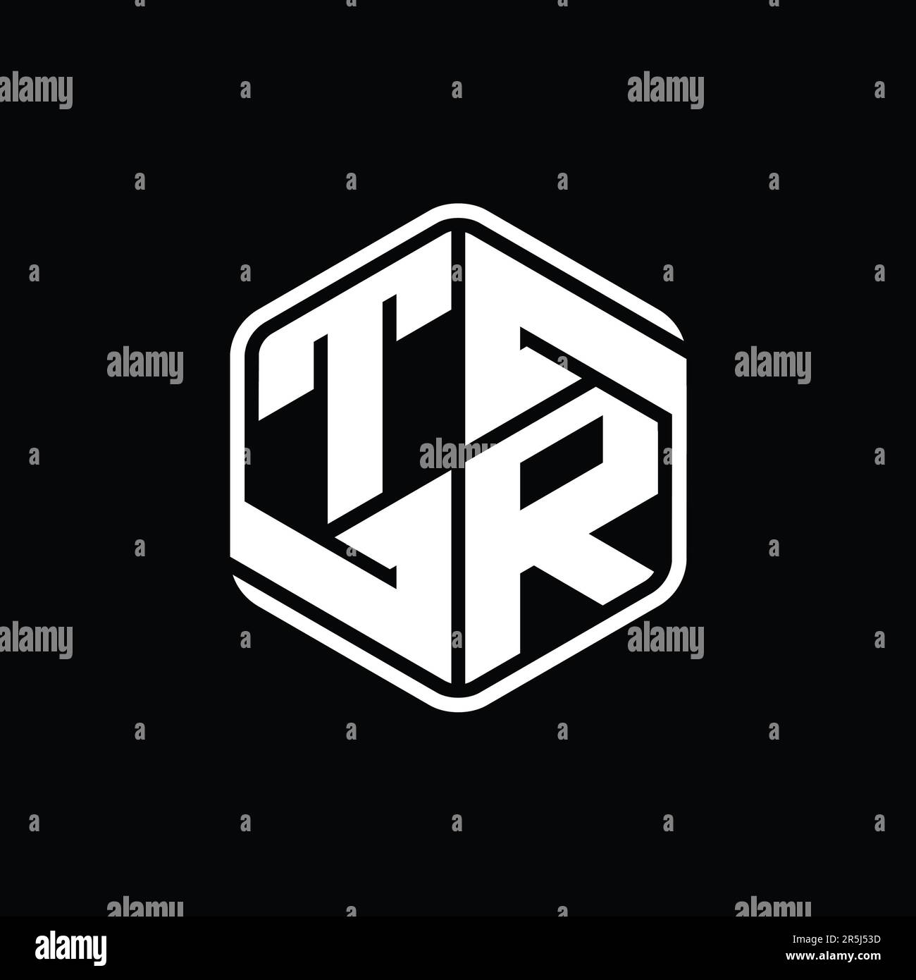 TR Letter Logo monogram hexagon shape with ornament abstract isolated ...