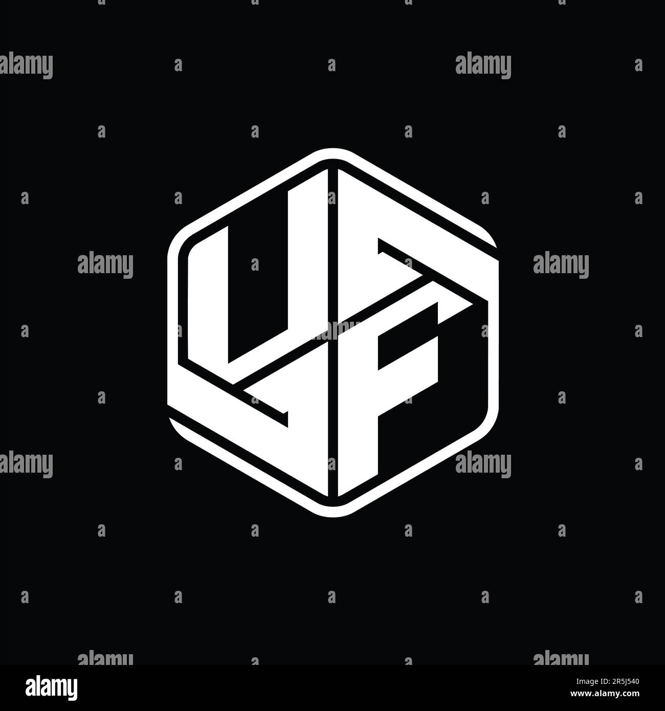 UF Letter Logo monogram hexagon shape with ornament abstract isolated ...