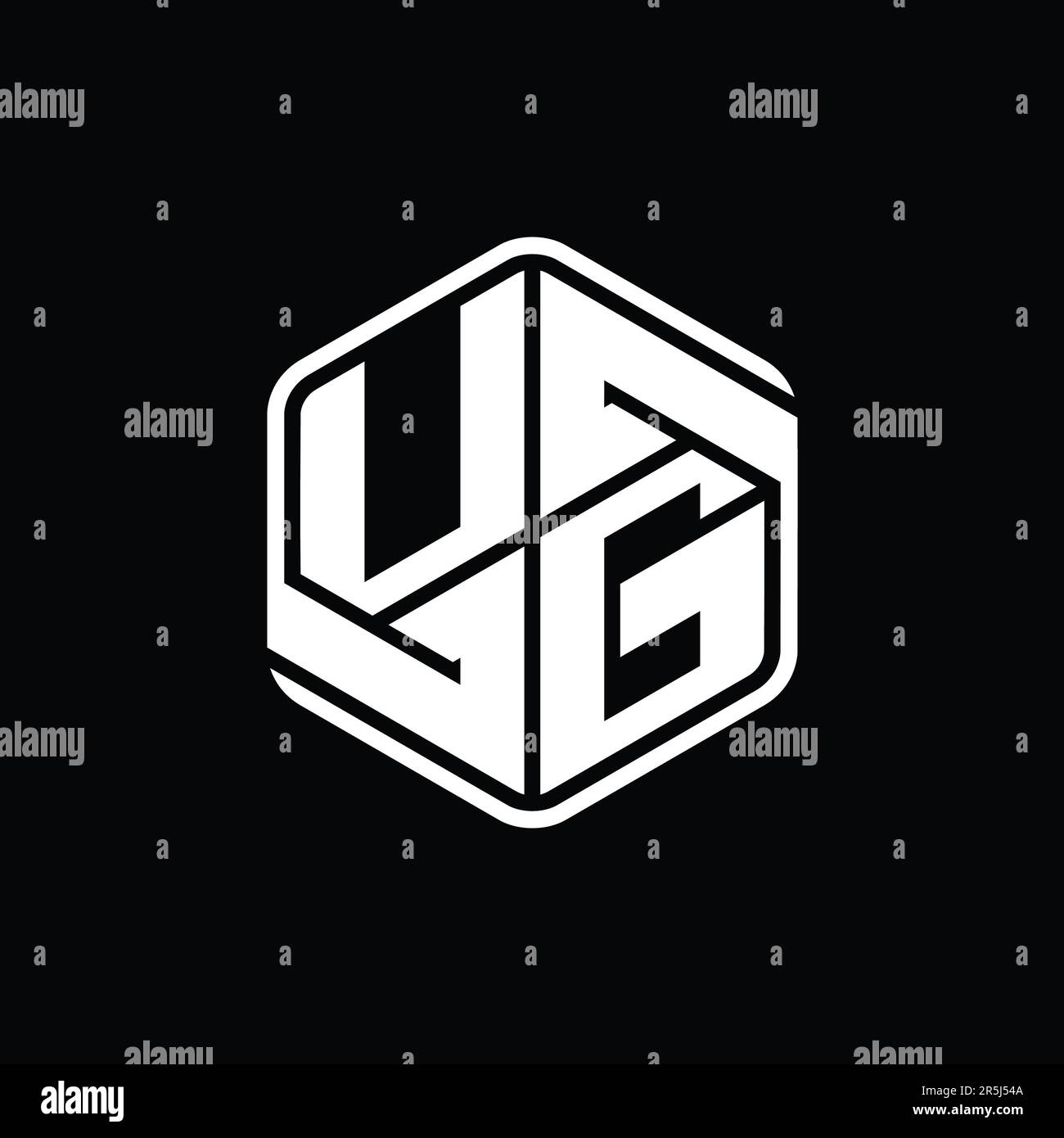 UG Letter Logo monogram hexagon shape with ornament abstract isolated ...