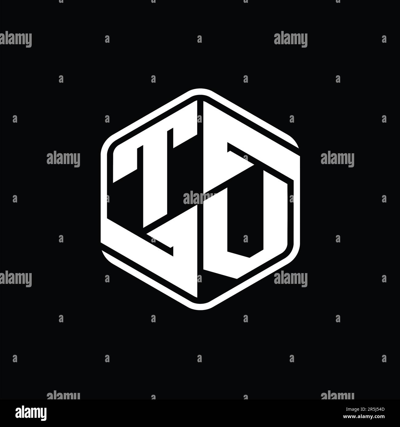 TV Letter Logo monogram hexagon shape with ornament abstract isolated ...