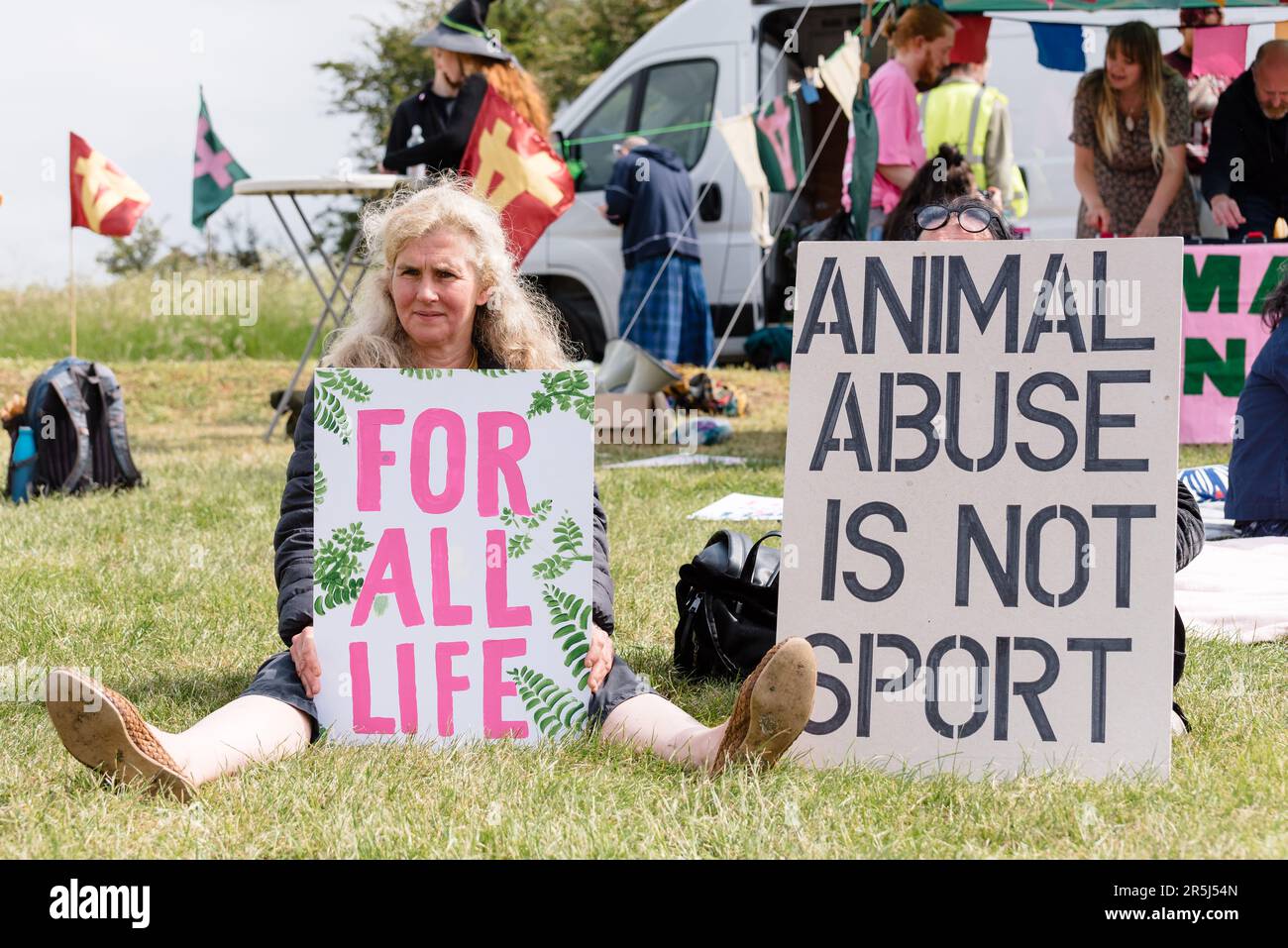 Epsom Downs Surrey, UK. 3 June 2023. Animal Rising stage a one day ...