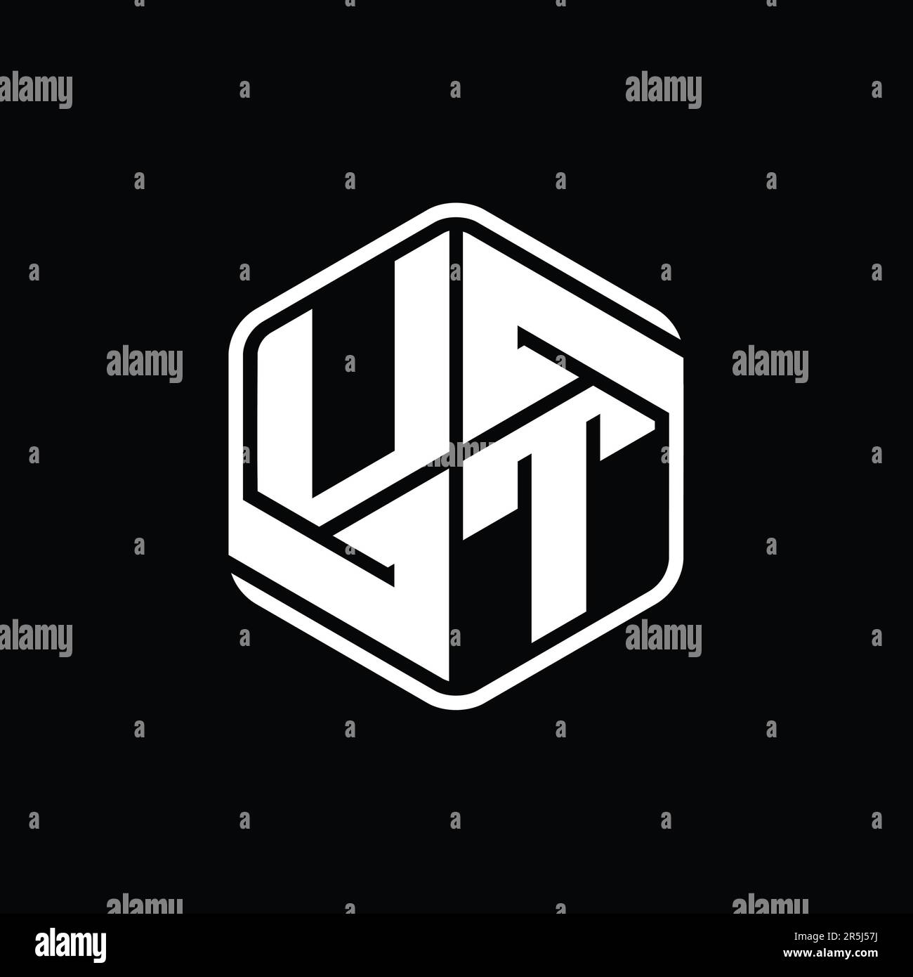 UT Letter Logo monogram hexagon shape with ornament abstract isolated ...