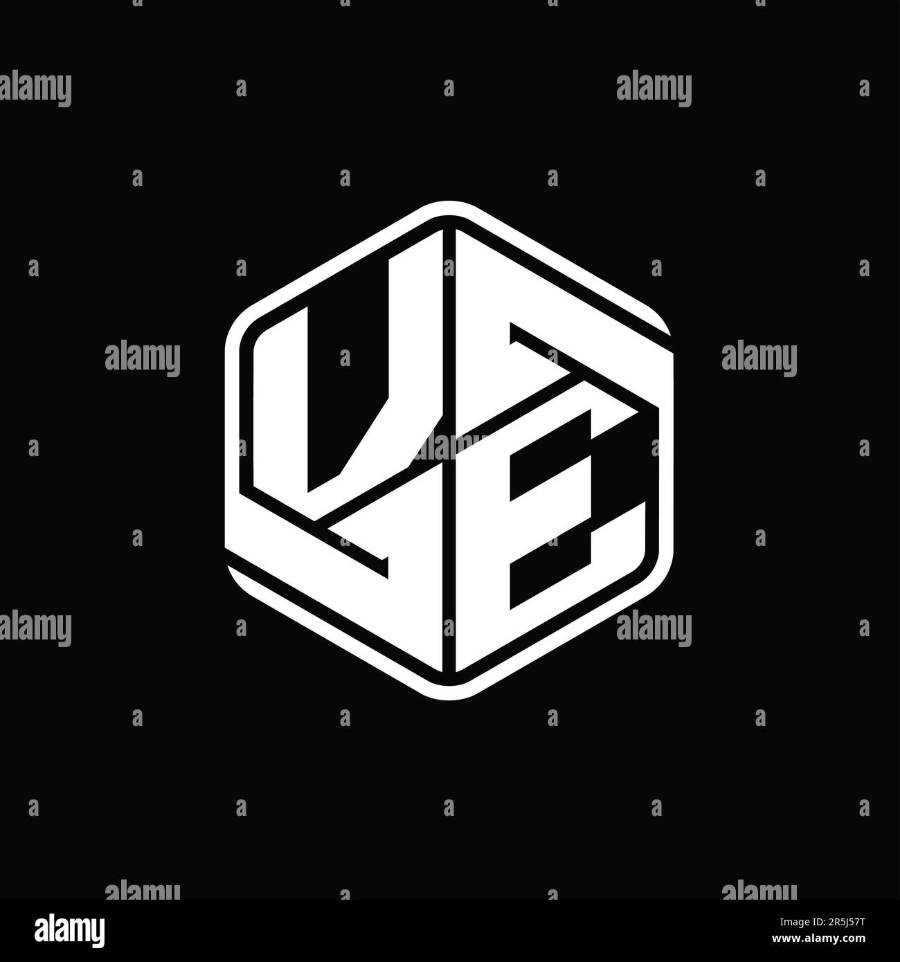 VE Letter Logo monogram hexagon shape with ornament abstract isolated ...