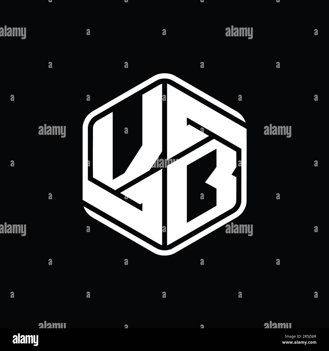 VB Letter Logo monogram hexagon shape with ornament abstract isolated outline design template ...