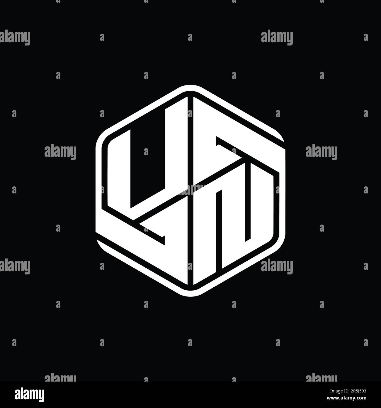 UN Letter Logo monogram hexagon shape with ornament abstract isolated ...