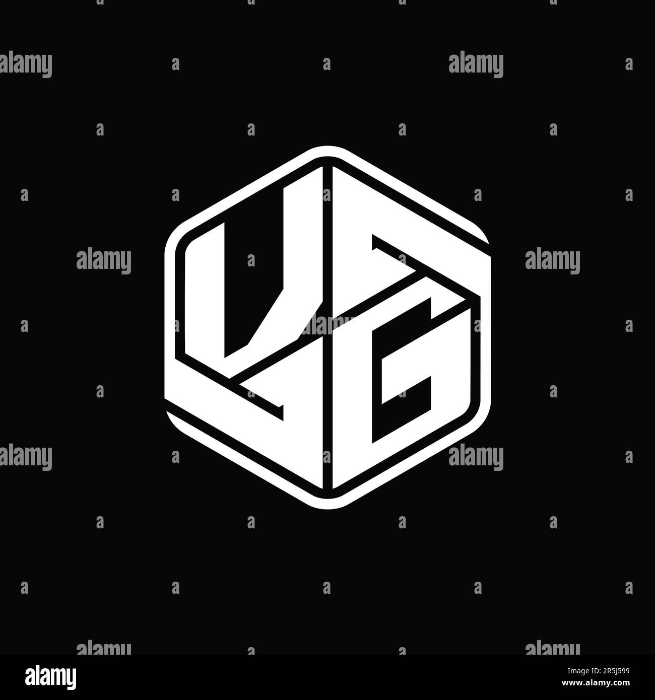 VG Letter Logo monogram hexagon shape with ornament abstract isolated ...