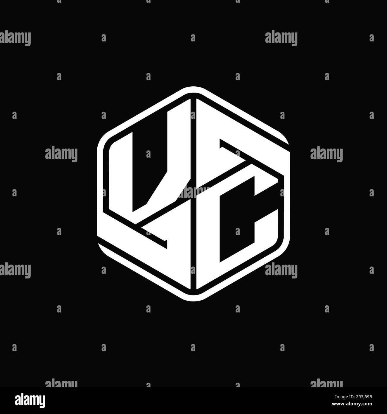 VC Letter Logo monogram hexagon shape with ornament abstract isolated ...