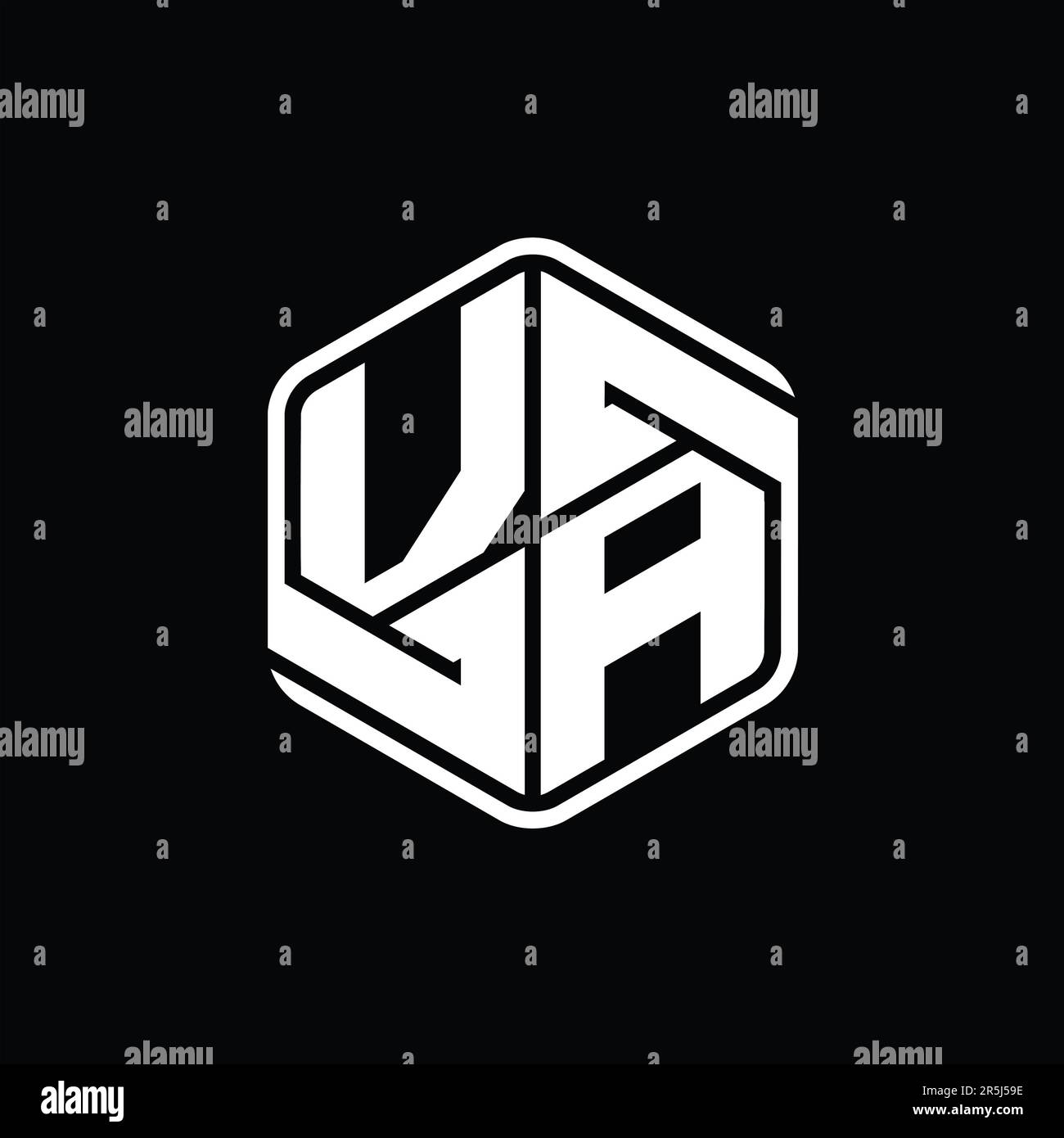 VA Letter Logo monogram hexagon shape with ornament abstract isolated outline design template ...