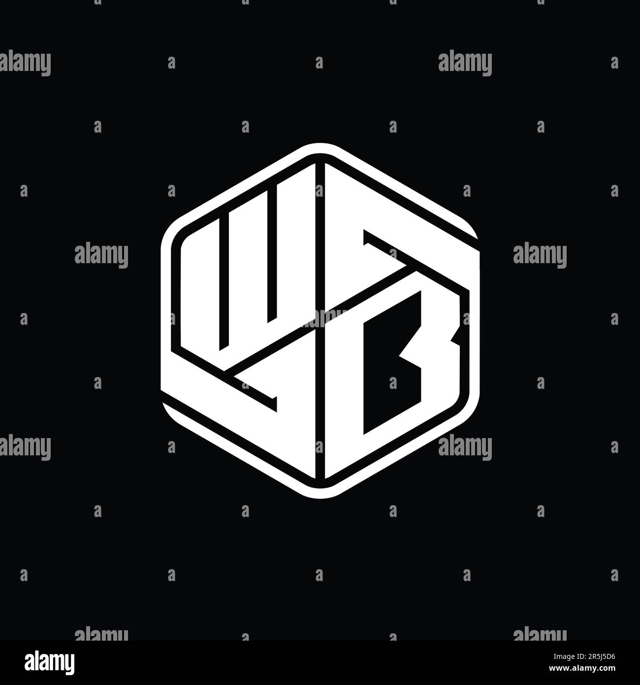 WB Letter Logo monogram hexagon shape with ornament abstract isolated ...