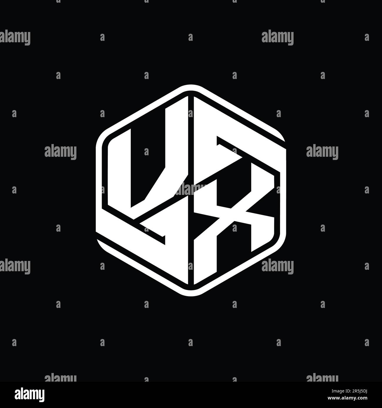 VX Letter Logo monogram hexagon shape with ornament abstract isolated ...