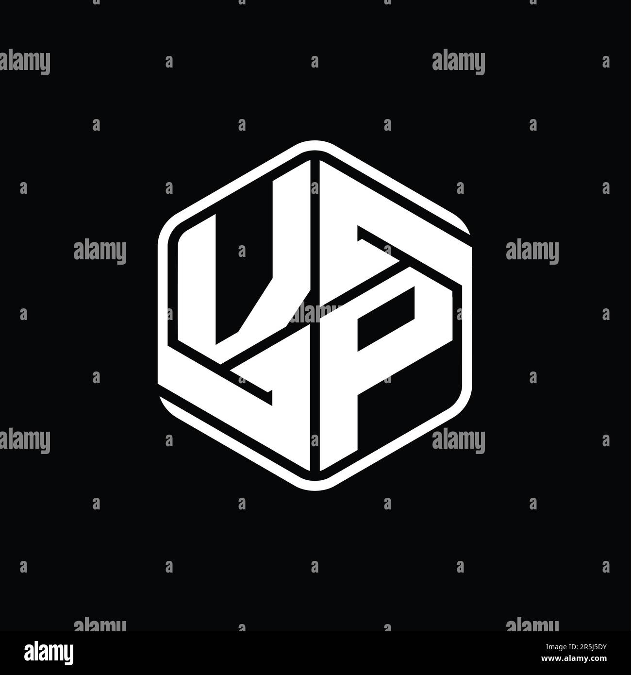 VP Letter Logo monogram hexagon shape with ornament abstract isolated ...