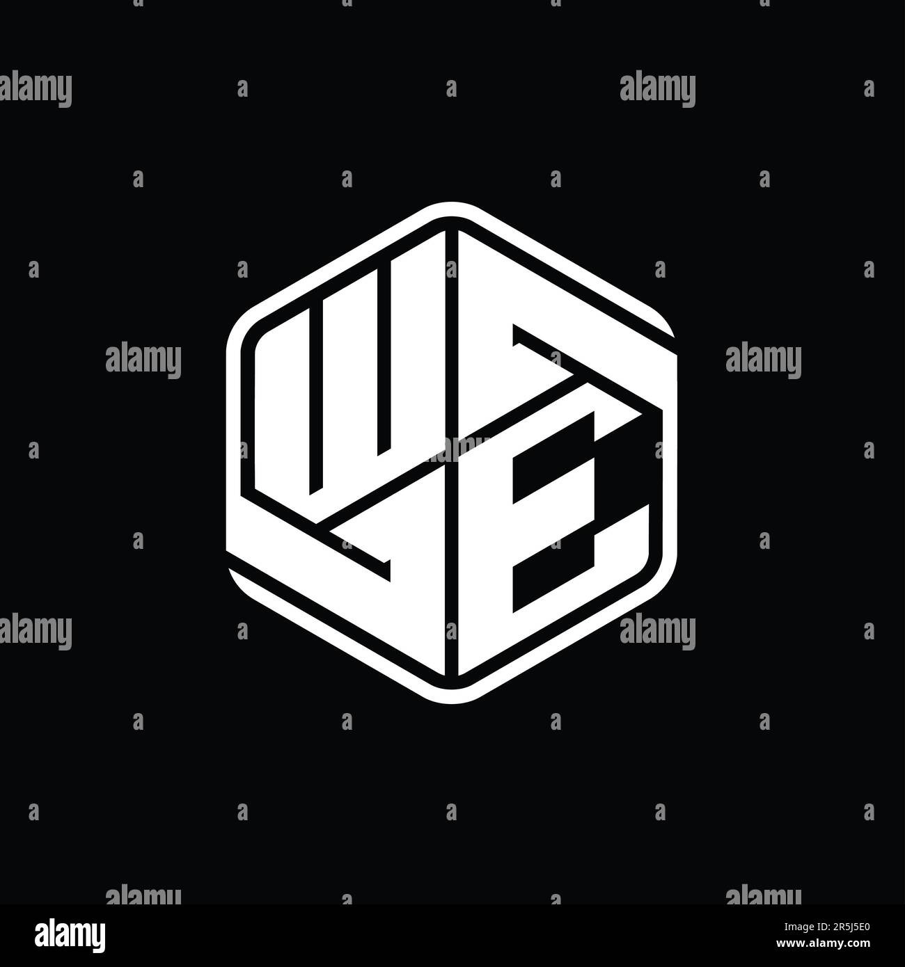 WE Letter Logo monogram hexagon shape with ornament abstract isolated ...