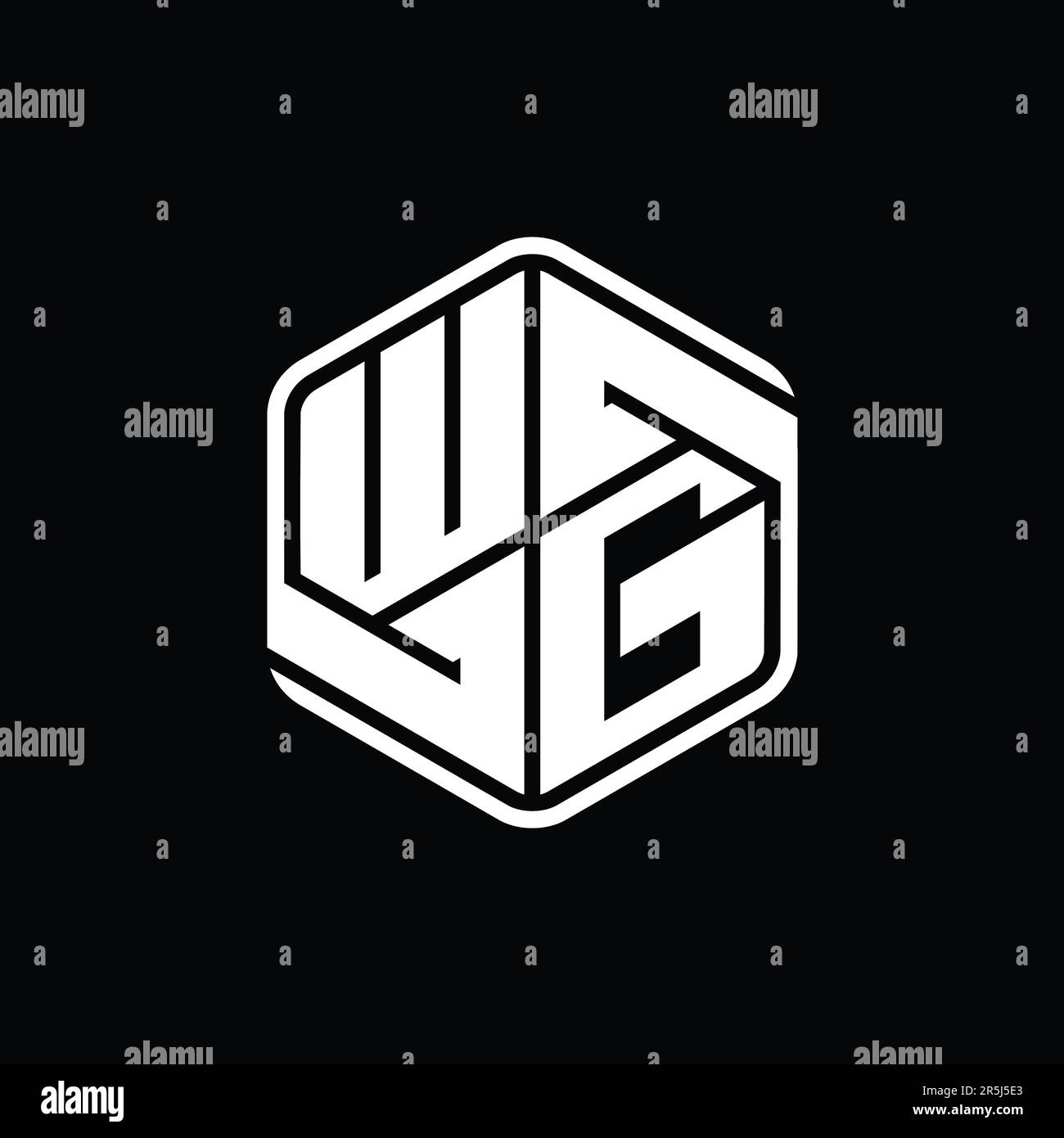 WG Letter Logo monogram hexagon shape with ornament abstract isolated ...