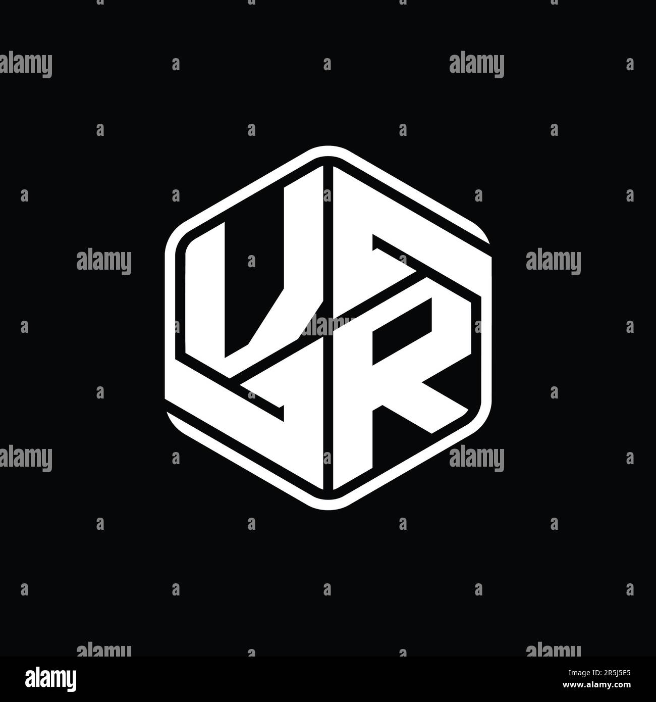 VR Letter Logo monogram hexagon shape with ornament abstract isolated ...