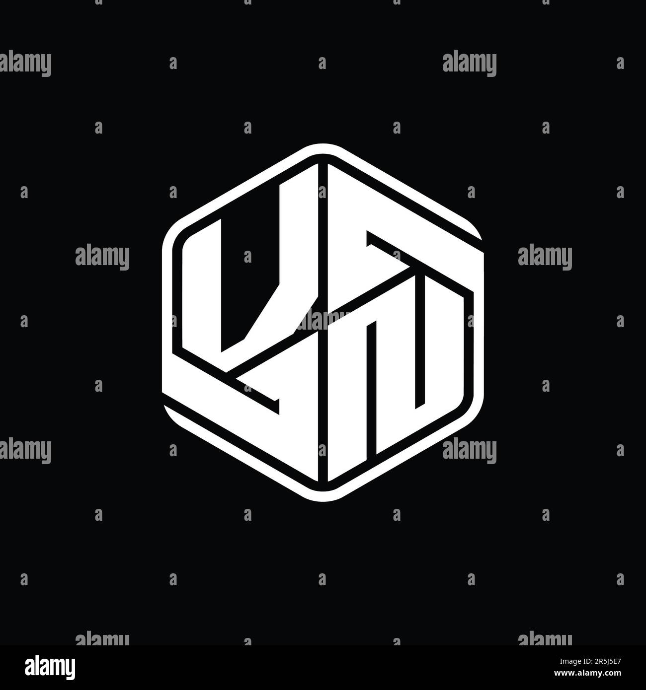 VN Letter Logo monogram hexagon shape with ornament abstract isolated outline design template ...