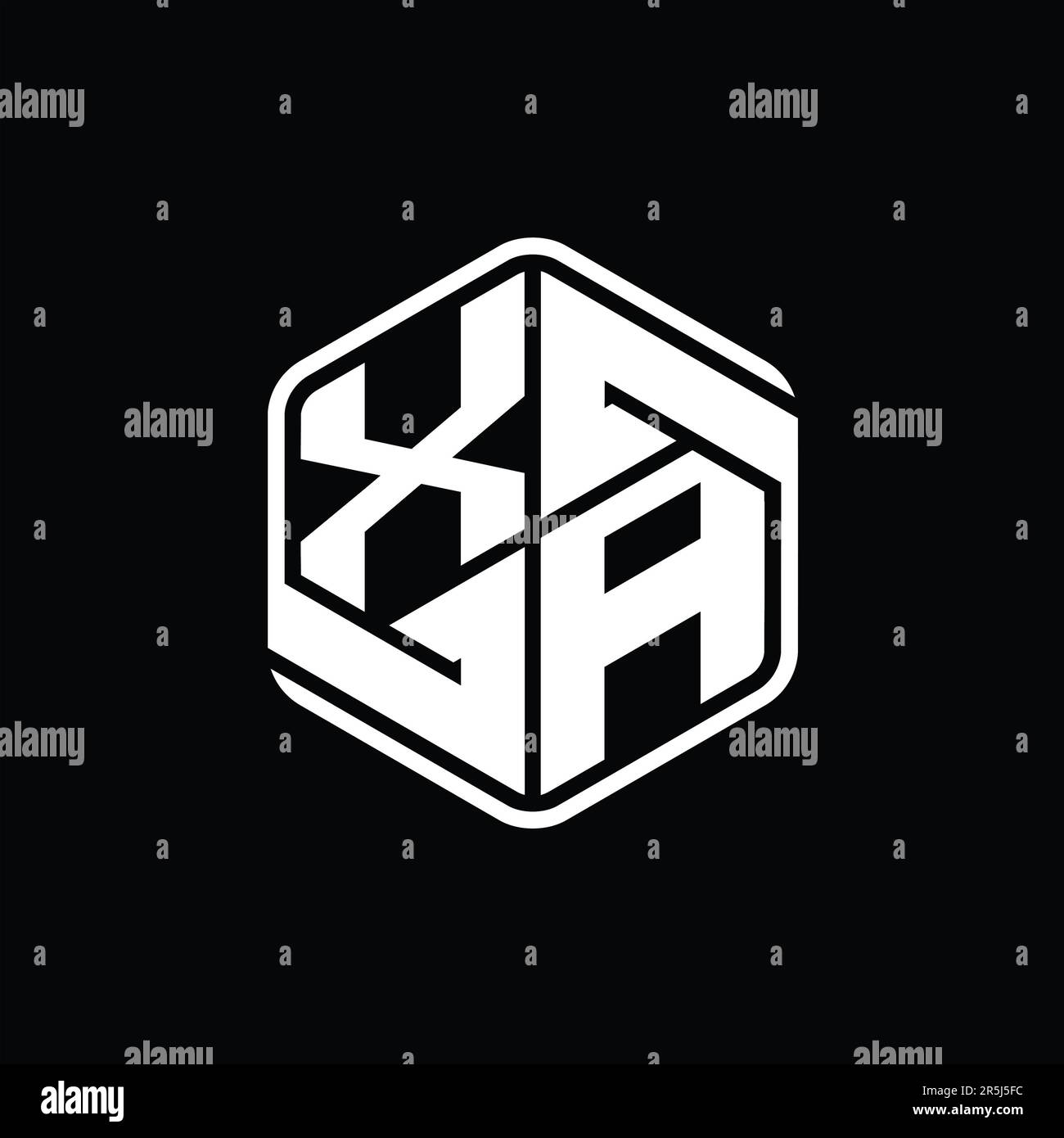 XA Letter Logo monogram hexagon shape with ornament abstract isolated outline design template ...
