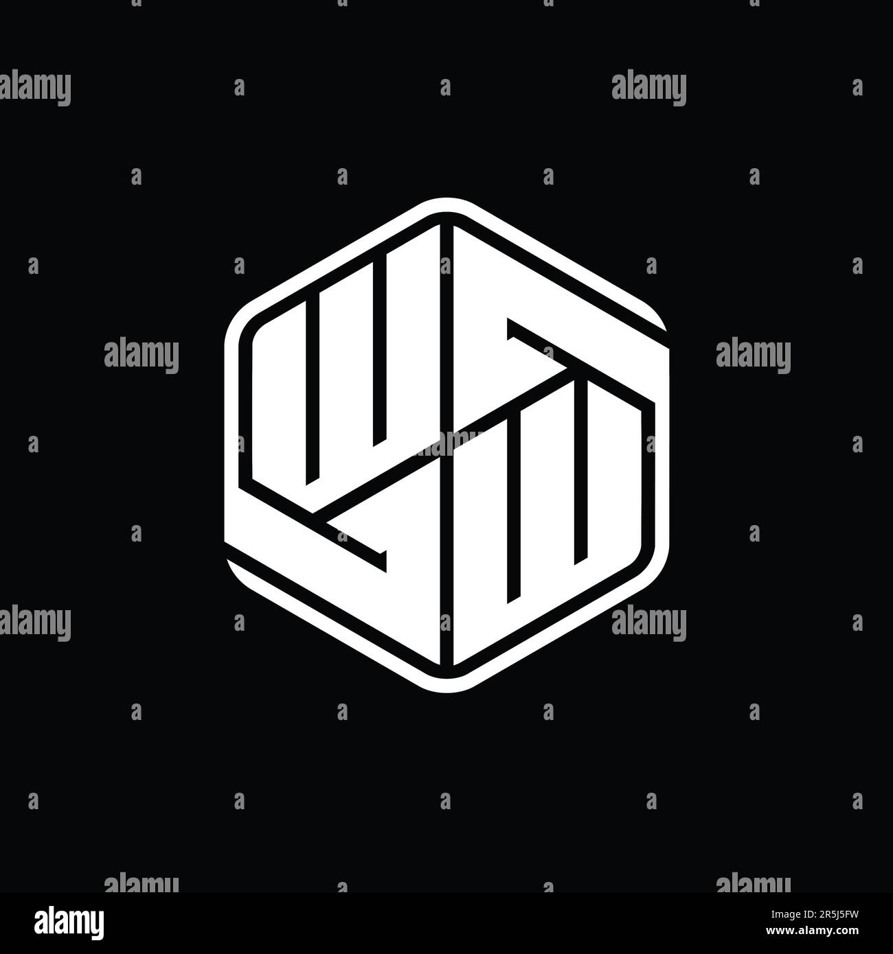 WW Letter Logo monogram hexagon shape with ornament abstract isolated outline design template ...