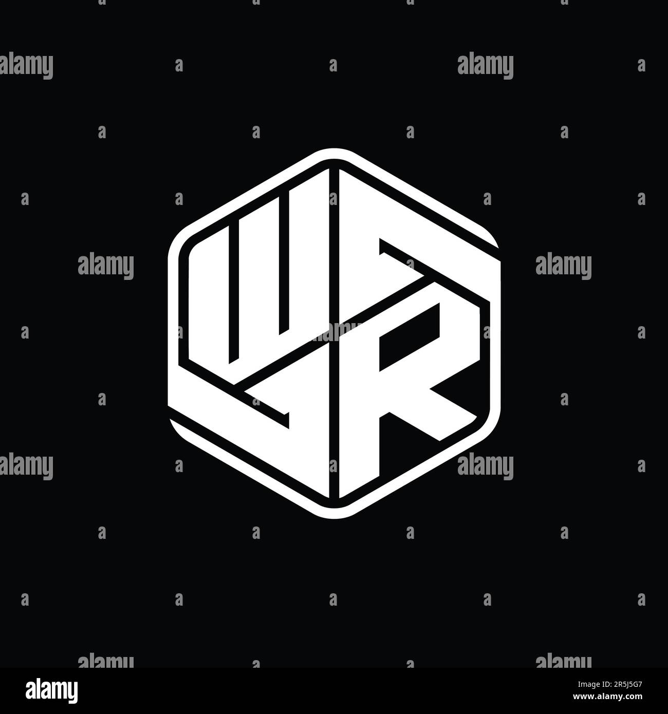 WR Letter Logo monogram hexagon shape with ornament abstract isolated ...