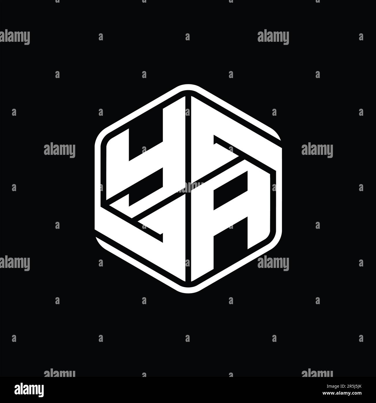 YA Letter Logo monogram hexagon shape with ornament abstract isolated ...