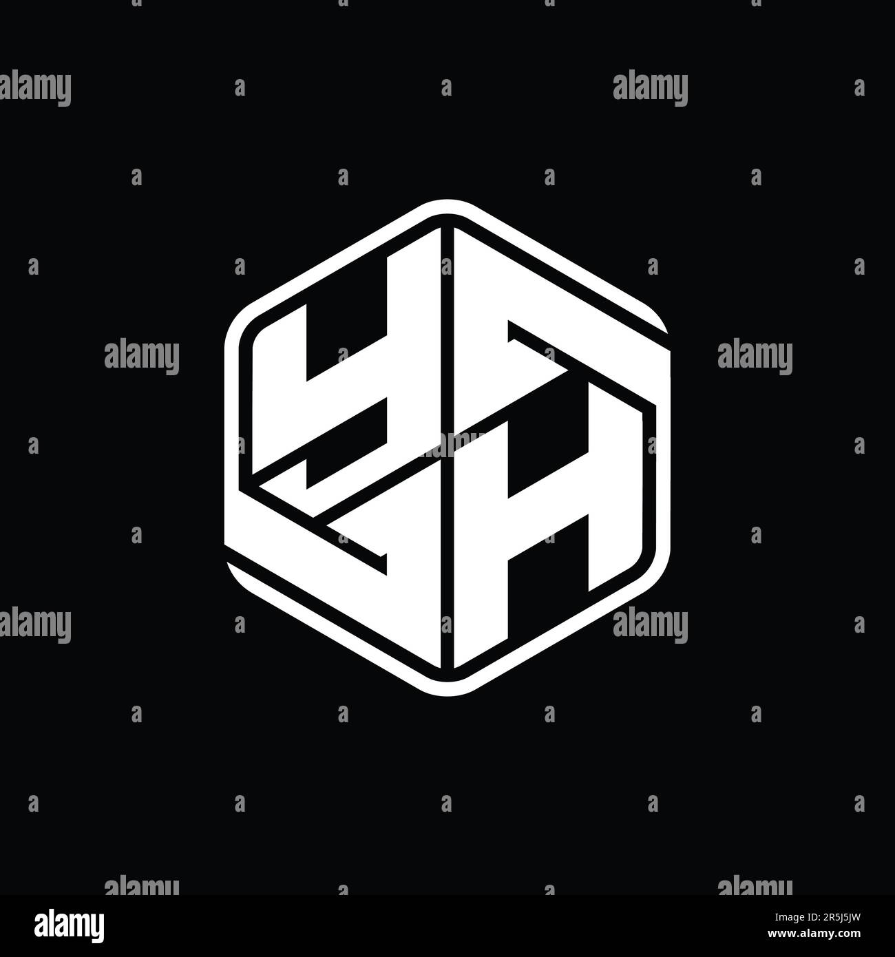 YH Letter Logo monogram hexagon shape with ornament abstract isolated ... YH Letter Logo monogram hexagon shape with ornament abstract isolated ...