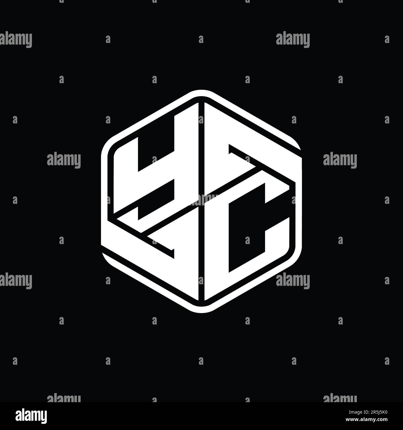 YC Letter Logo monogram hexagon shape with ornament abstract isolated ...