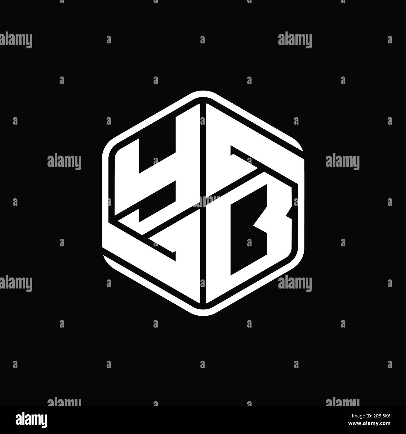 YB Letter Logo monogram hexagon shape with ornament abstract isolated ...