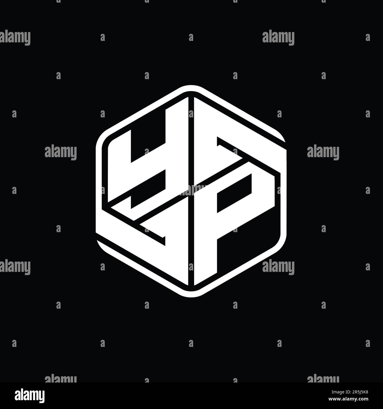 YP Letter Logo monogram hexagon shape with ornament abstract isolated ...